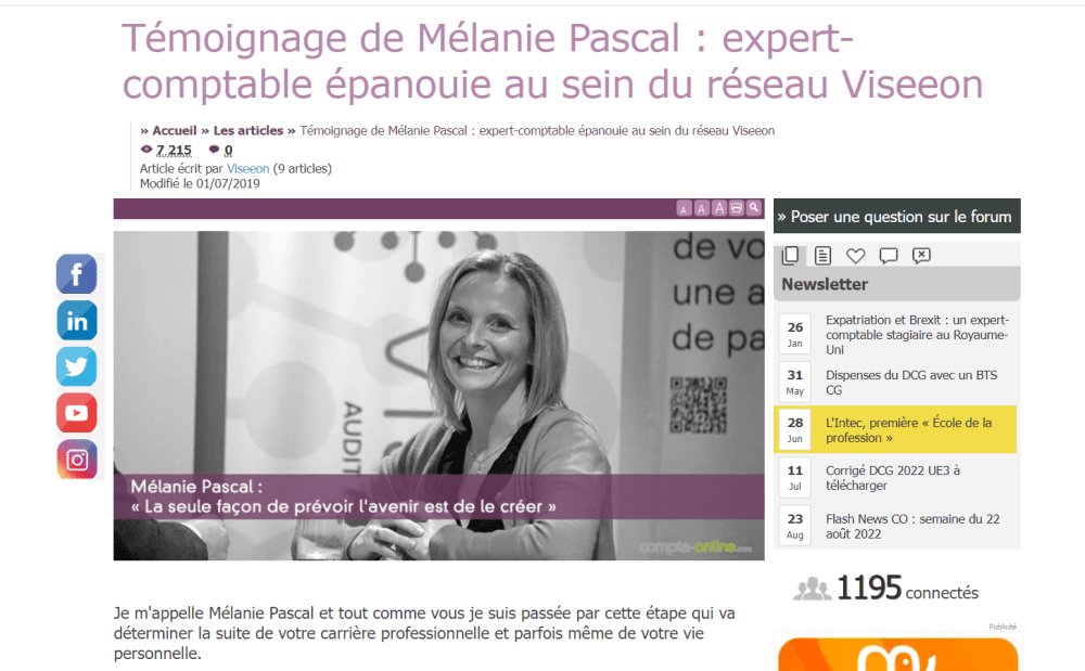 COMPTA ONLINE - Témoignage de Mélanie Pascal | Viseeon France